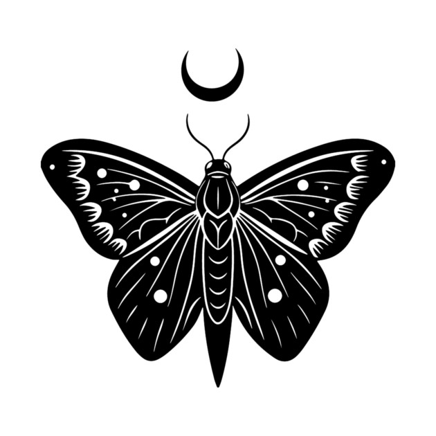 Goth Mystic Celestial Moth And Crescent Moon - Butterfly - T-Shirt ...