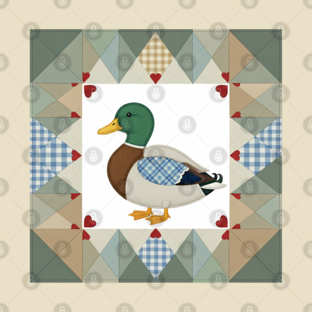 Patchwork Duck Country Quilt Style Art - Patchwork Duck - T-Shirt ...