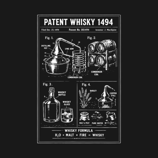 Whiskey Distillery Patent Diagram - Whisky - T-Shirt | TeePublic
