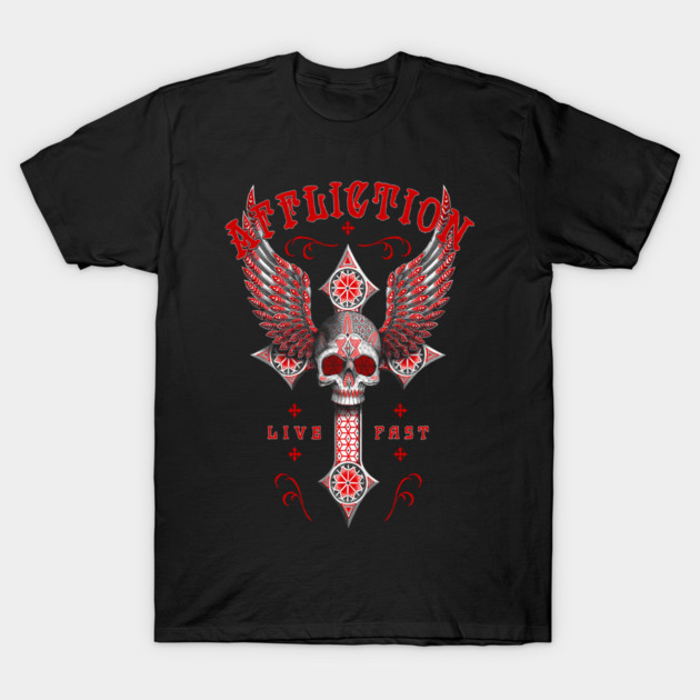 Affliction Live Fast Cross Skull Art - Rock - T-Shirt | TeePublic