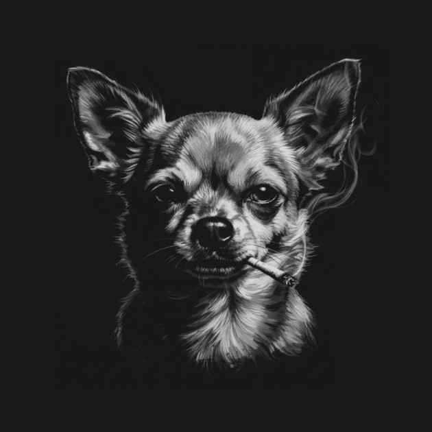 Smoking Chihuahua Lazy Eyes - Smoking Chihuahua - T-Shirt | TeePublic
