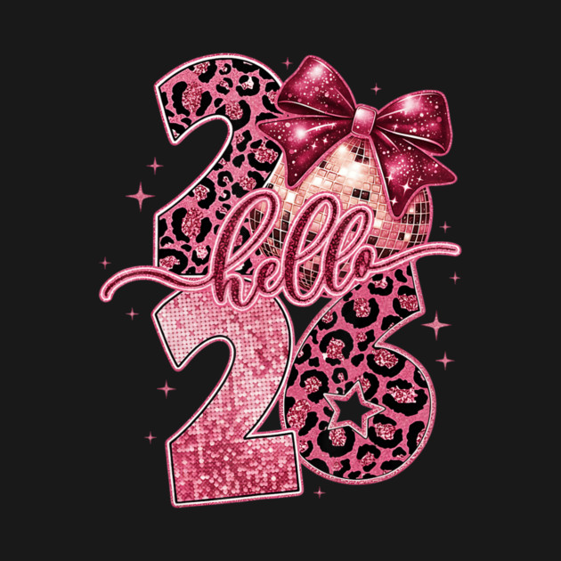 Pink Leopard Hello 2026 Happy New Year Party Illustration Design - New ...