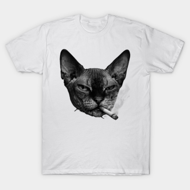 sphynx cat Smoking Cigarette Funny cat - Animals - T-Shirt | TeePublic