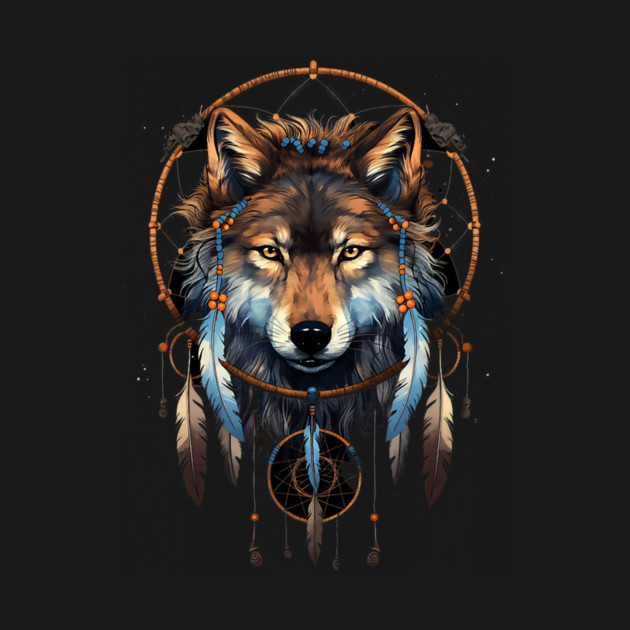 Cute Wolf Dreamcatcher Native American Indian Feathers Tribal 17 ...