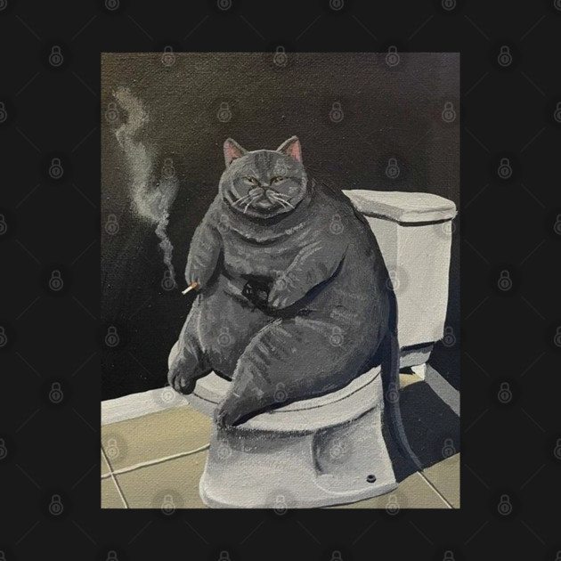 Cat Smoking on Toilet - Cat Smoking - T-Shirt | TeePublic