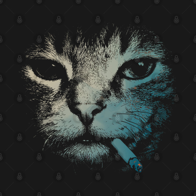 Cat Smoking Cigarette Funny Cat Meme - Cat Smoking Cigarette - T-Shirt ...
