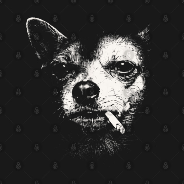 Dog Smoking Cigarette - Dog Smoking Cigarette Chihuahua Meme - T-Shirt ...