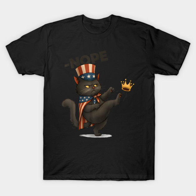 Angry Cat No Kings Usa Flag No Kings Day - Funny Angry Cat - T-Shirt ...