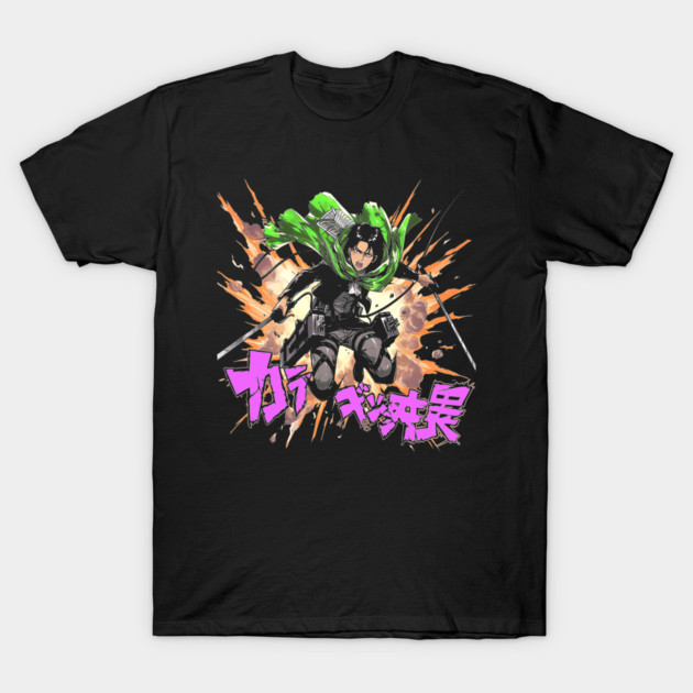 Levi Ackerman Mid-Combat Pose Attack on - Levi Ackerman - T-Shirt ...
