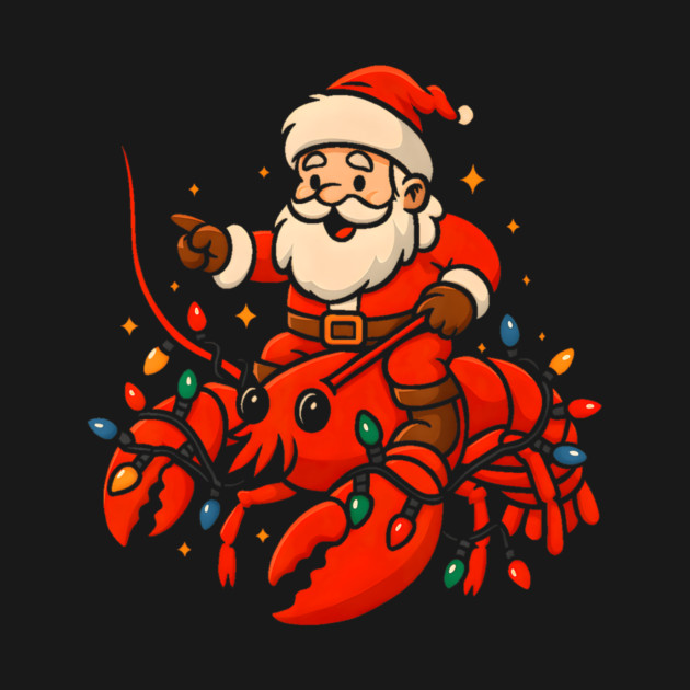 Santa Lobster Pajama Santa Riding Lobster - Lobster Christmas Pajama ...