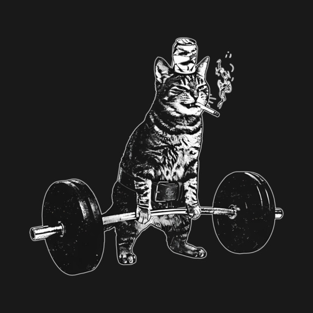 Funny Deadlift Cat Smoking Cigarette Beer Meme Cat Deadlift - Funny ...