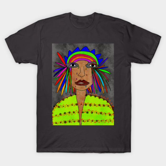 Crying Rainbow Eyes Dreamer - Whimsical Emotional Portrait - Rainbow ...