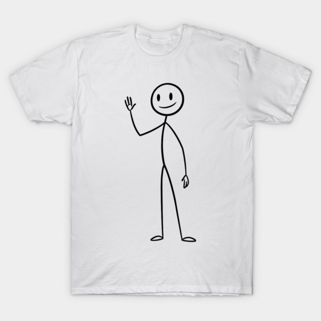 Waving Stick Figure – Minimal White Line Art - Stick Figure - T-Shirt ...