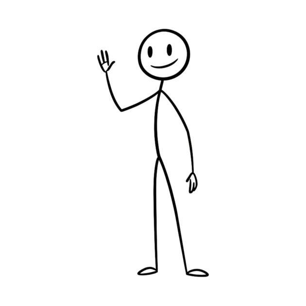 Waving Stick Figure – Minimal White Line Art - Stick Figure - T-Shirt ...