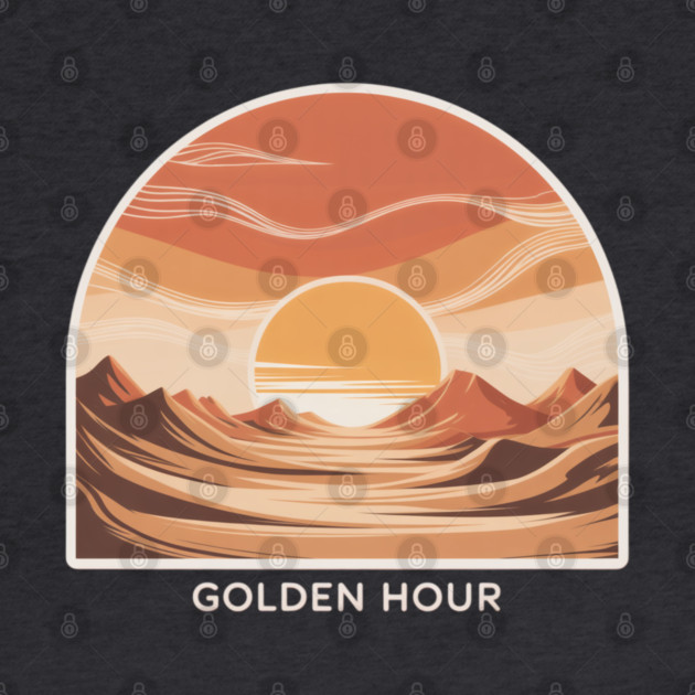 Golden Hour Desert Landscape Retro Sunset - Retro - T-Shirt | TeePublic