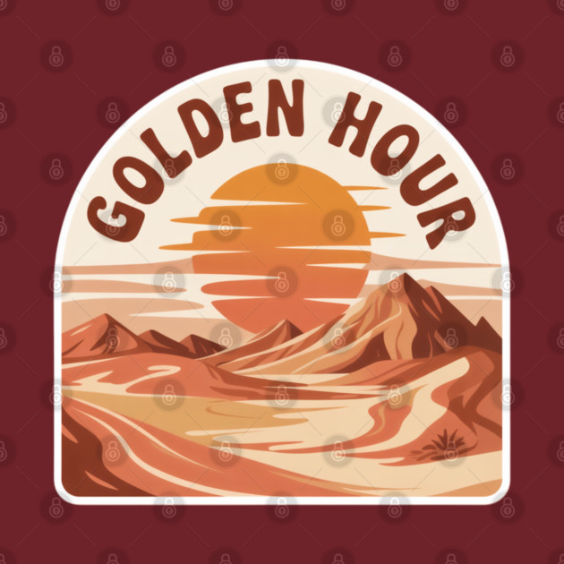 Golden Hour Desert Sunset Vintage Badge - Vintage - T-Shirt | TeePublic