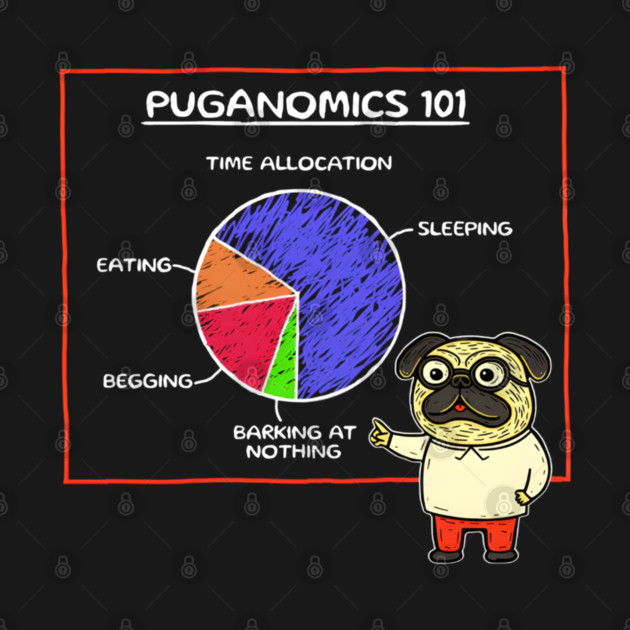 Puganomics 101 - Funny Pug Life Pie Chart - Pug - T-Shirt | TeePublic